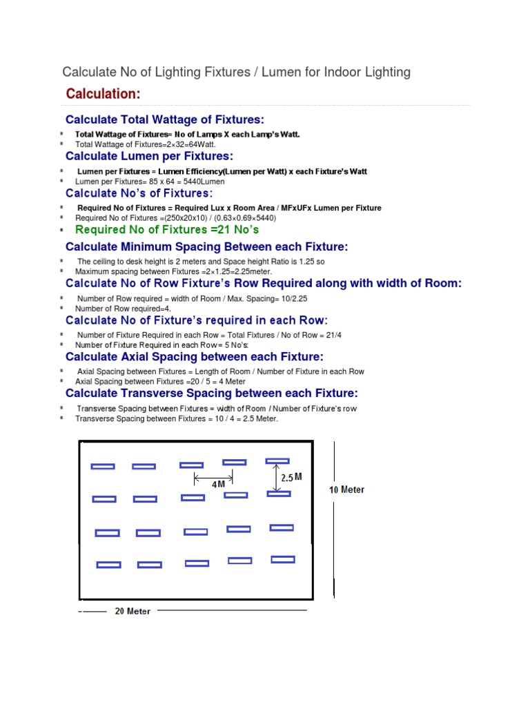 Calculate No of Lighting Fixtures | PDF | Lighting | Architectural Elements