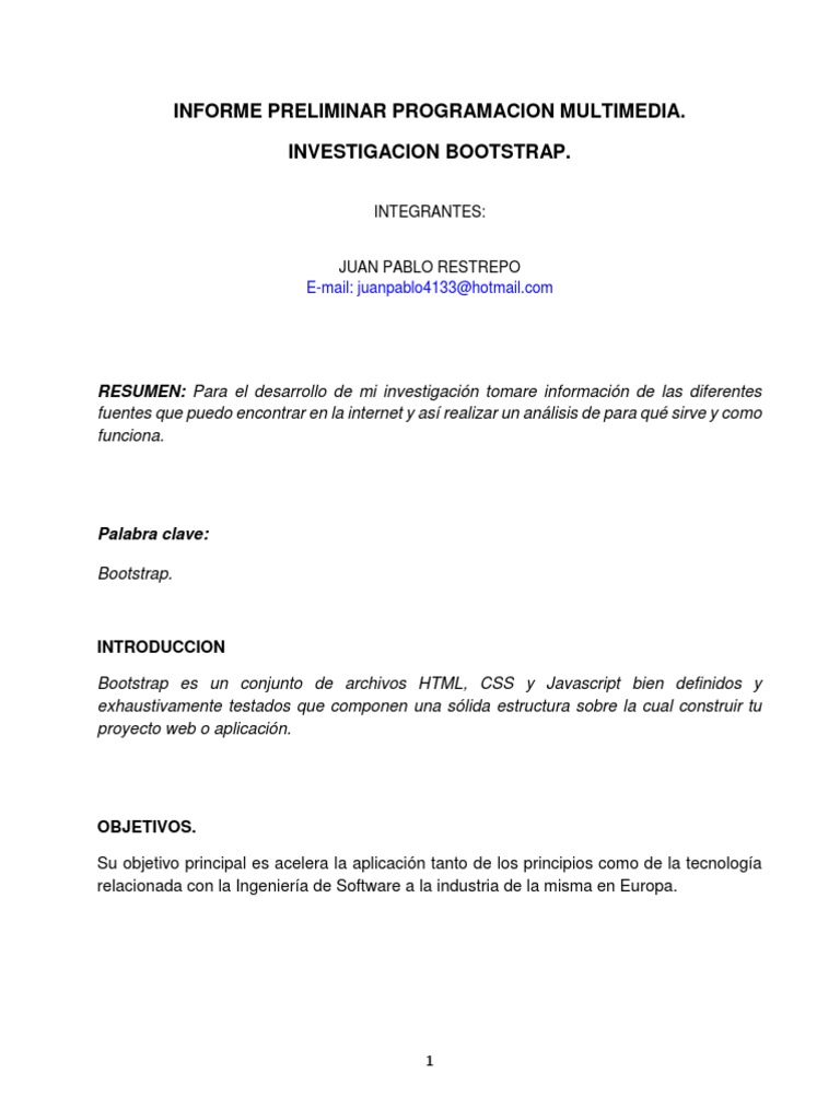 Informe Bootstrap | PDF | Bootstrap (marco frontal) | Hojas de estilo en cascada