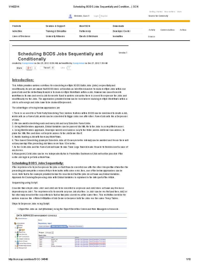 Scheduling BODS Jobs Sequentially and Condition | PDF | Xml Schema | Xml