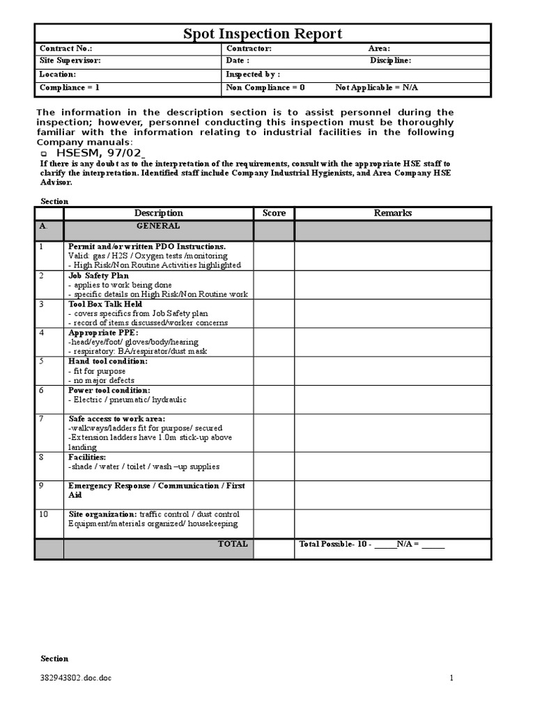 Spot Inspection Report: HSESM, 97/02 | PDF | Elevator | Personal ...