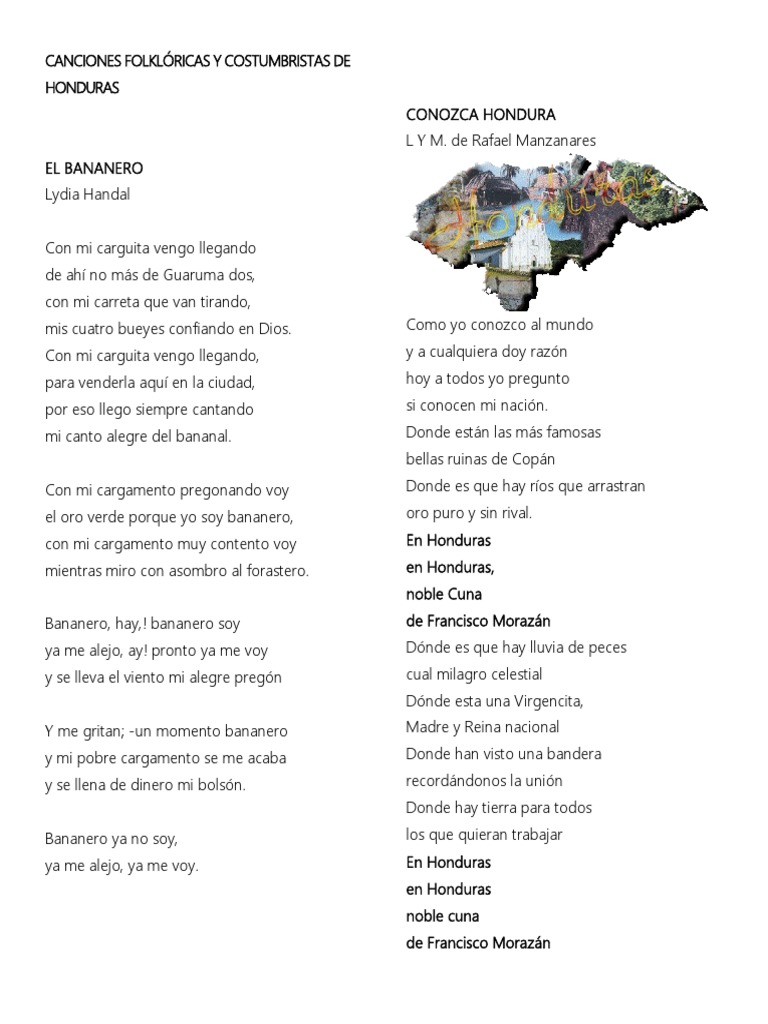 Canciones Folclorikas y Costumbristas | PDF | Honduras