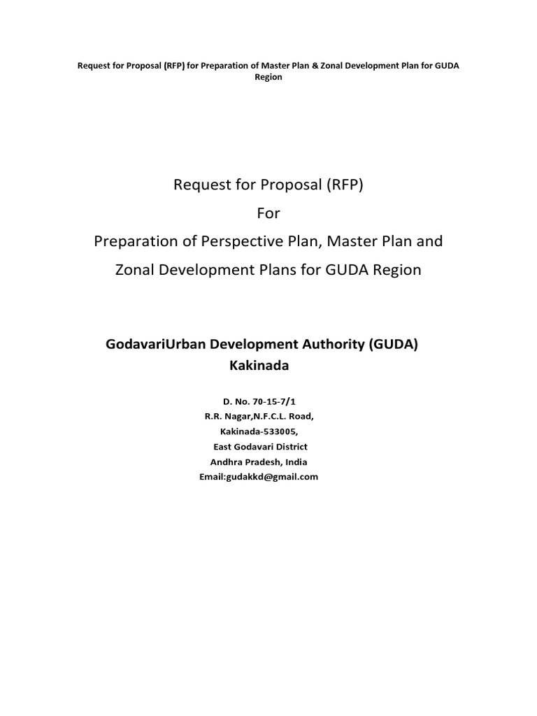 GUDA Master Plan RFP - 12thmar | PDF | Request For Proposal | Business