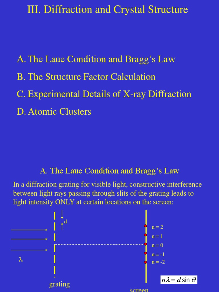 III. Diffraction and Crystal Structure | PDF | X Ray Crystallography ...