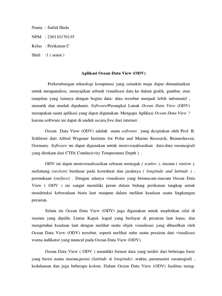 Manfaat Aplikasi Ocean Data View (ODV) | PDF
