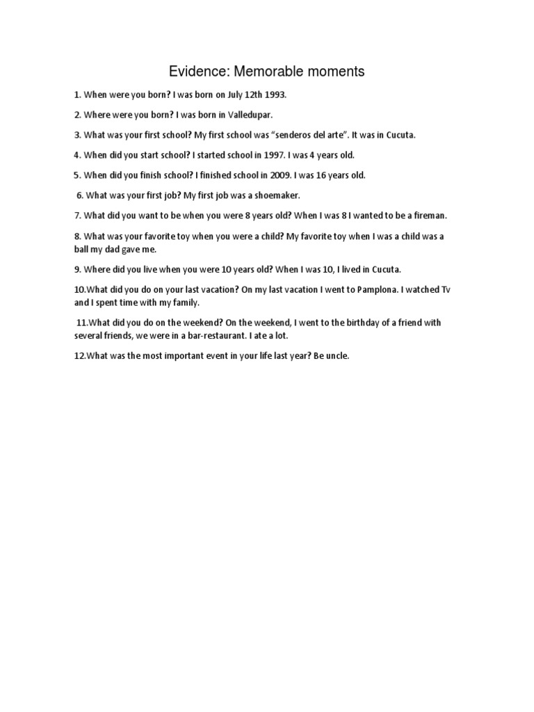 Memorable Moments | PDF