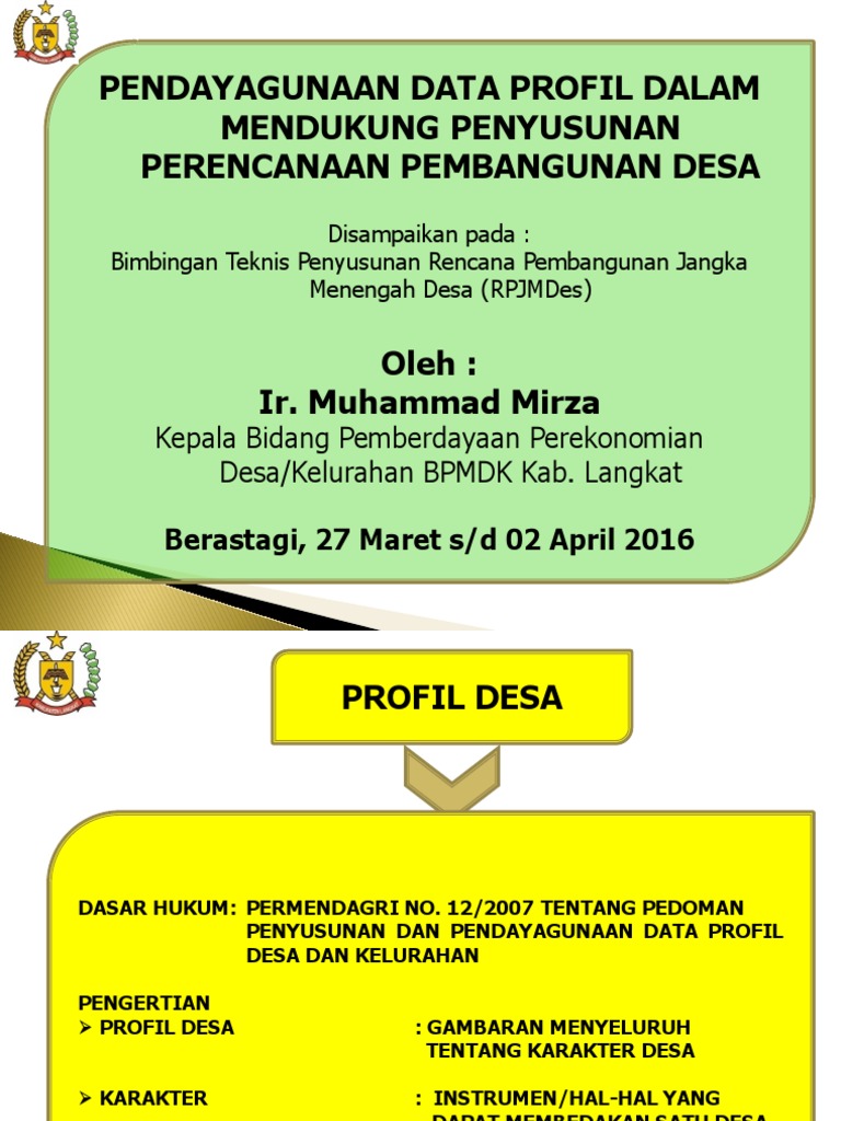Profil Desa Dalam Mendukung Perencanaan Pembangunan Desa | PDF