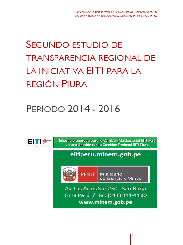 Informe Final Estudio EITI - Piura v5.1 | PDF | Minería | Perú