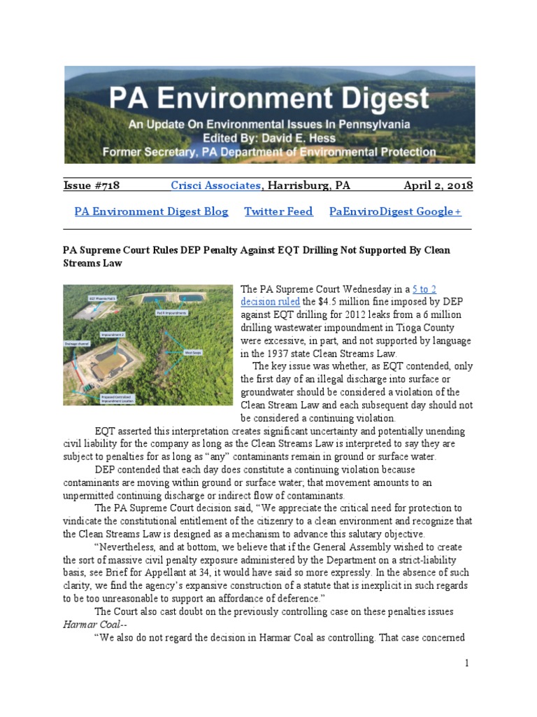 Pa Environment Digest April 2, 2018 | PDF | United States Senate ...