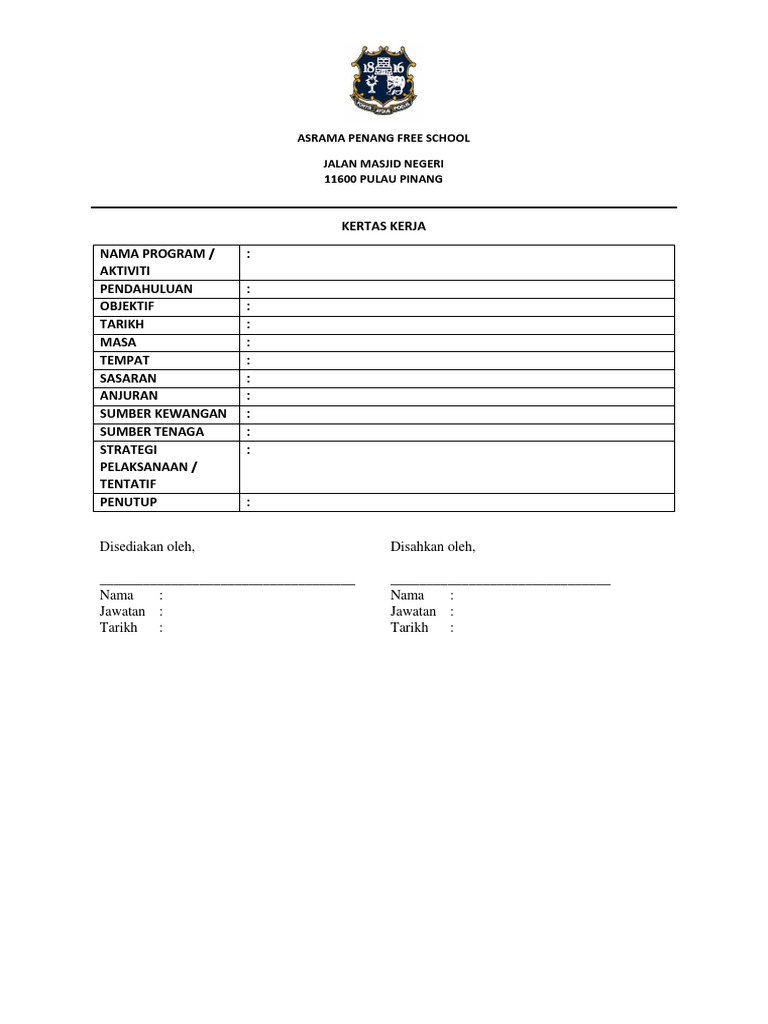 Template Kertas Kerja | PDF