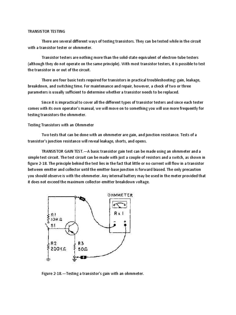 Transistor Testing | PDF | Transistor | Bipolar Junction Transistor