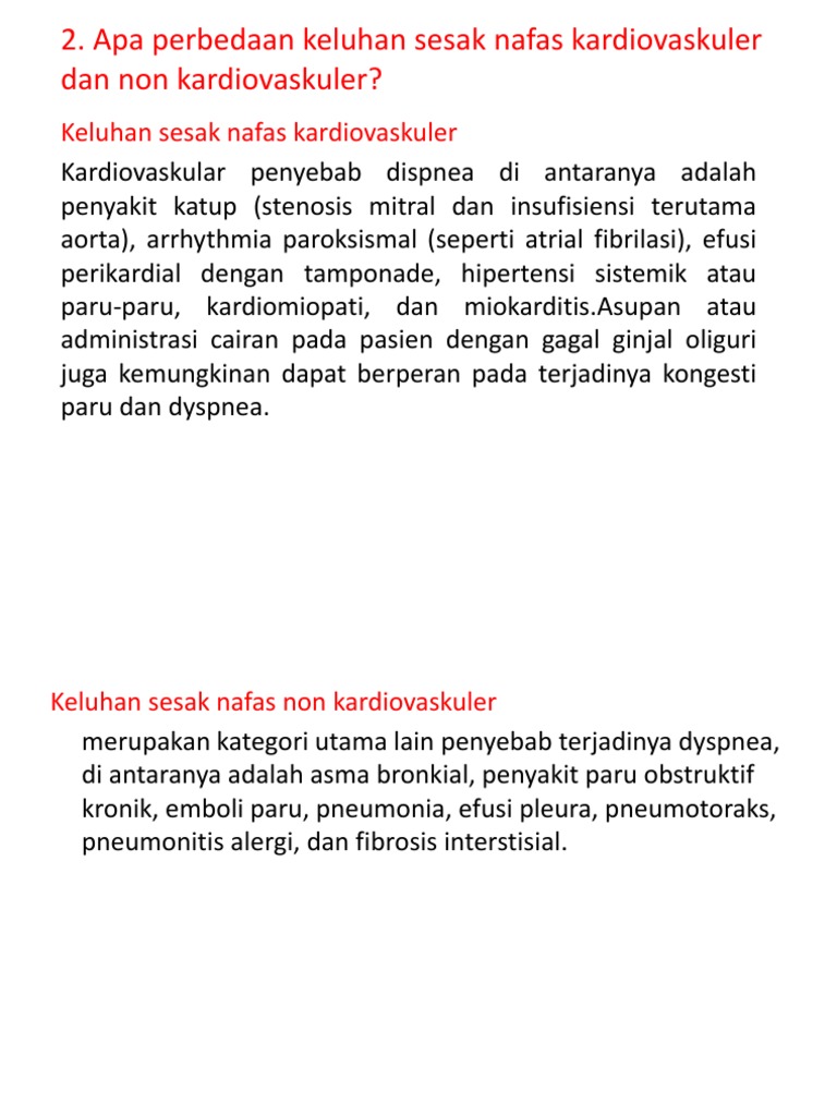 Perbedaan Sesak Nafas Kardio Dan Non Kardio | PDF