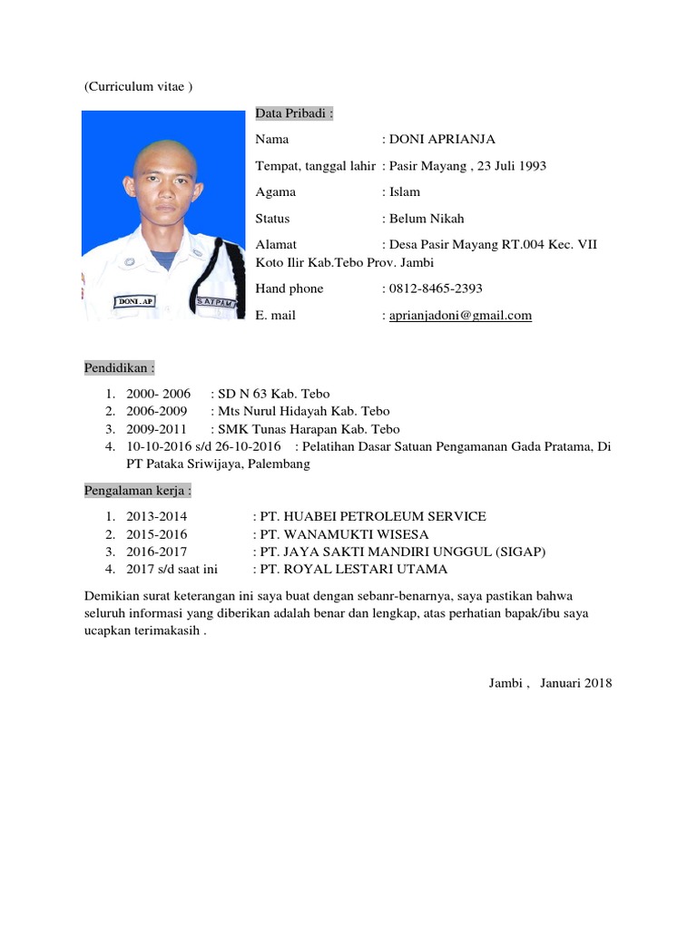 Biodata Doni | PDF