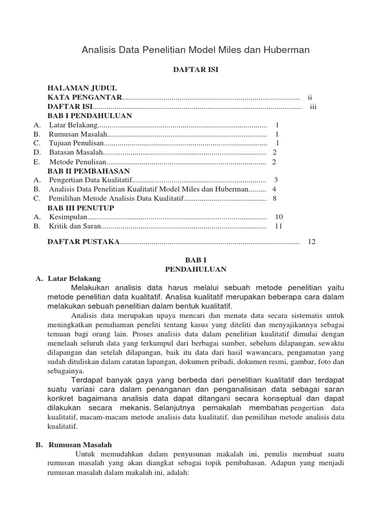 Analisis Data Penelitian Model Miles Dan Huberman | PDF