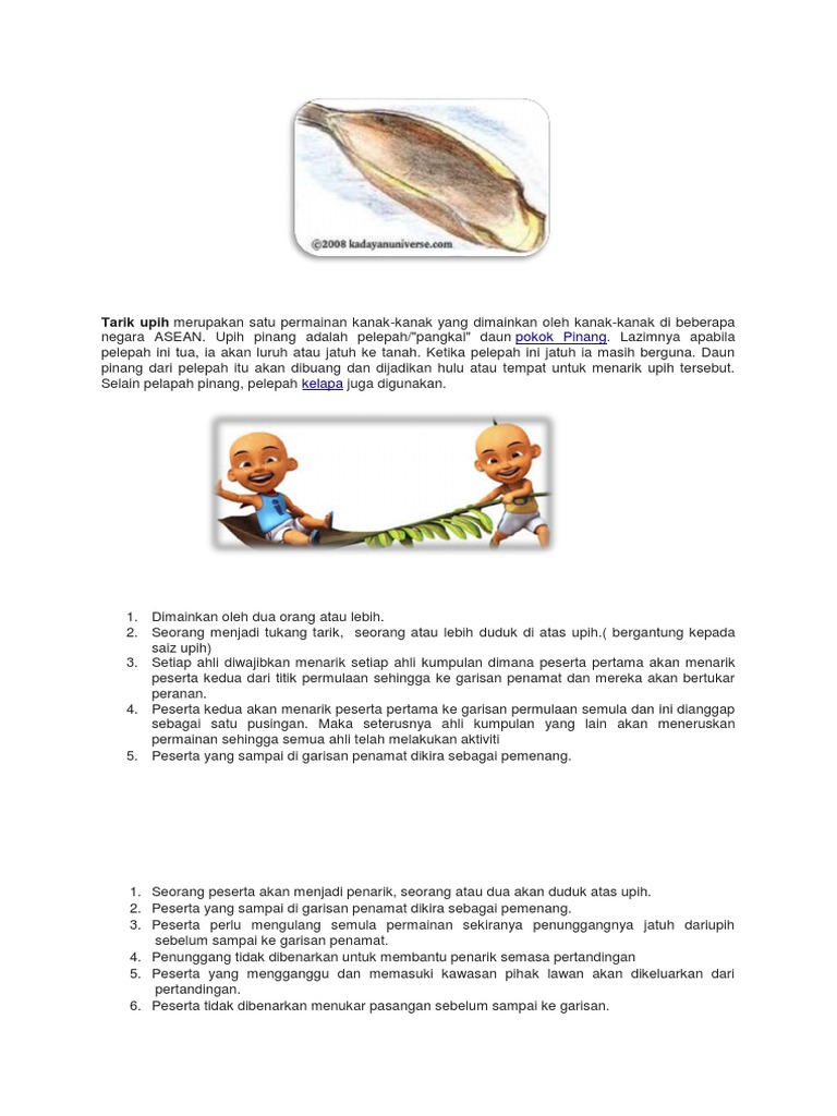 Permainan Tradisional Tarik Upih dan Getah | PDF | Olahraga & Rekreasi ...