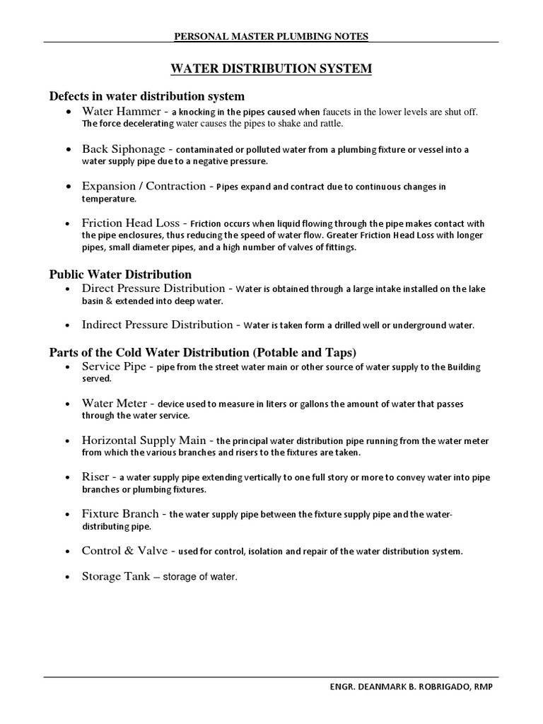 Master Plumbing Notes Overview | PDF | Sanitary Sewer | Pump