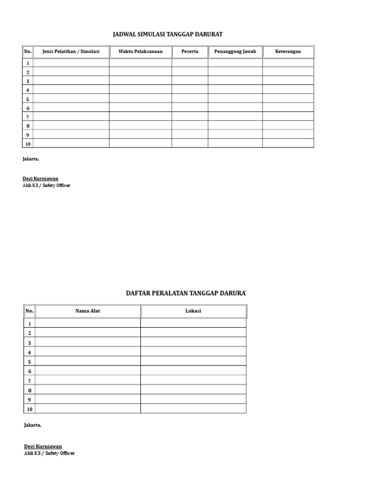 Form Kegiatan Tanggap Darurat | PDF