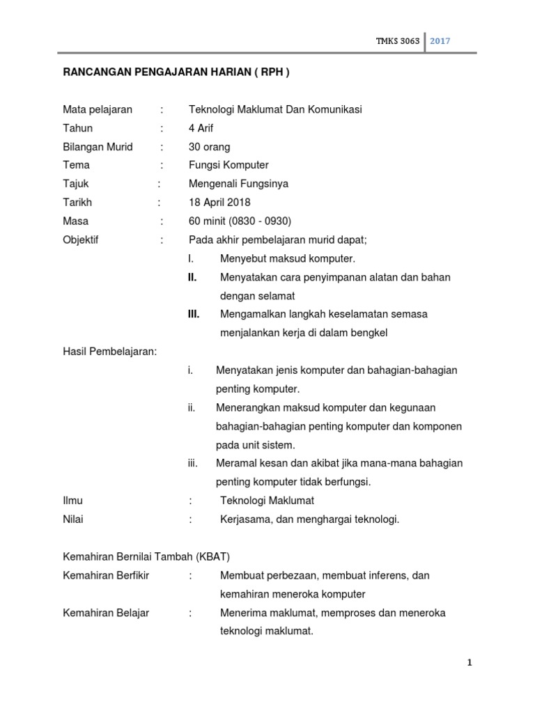 RPH TMK Fungsi Komputer | PDF