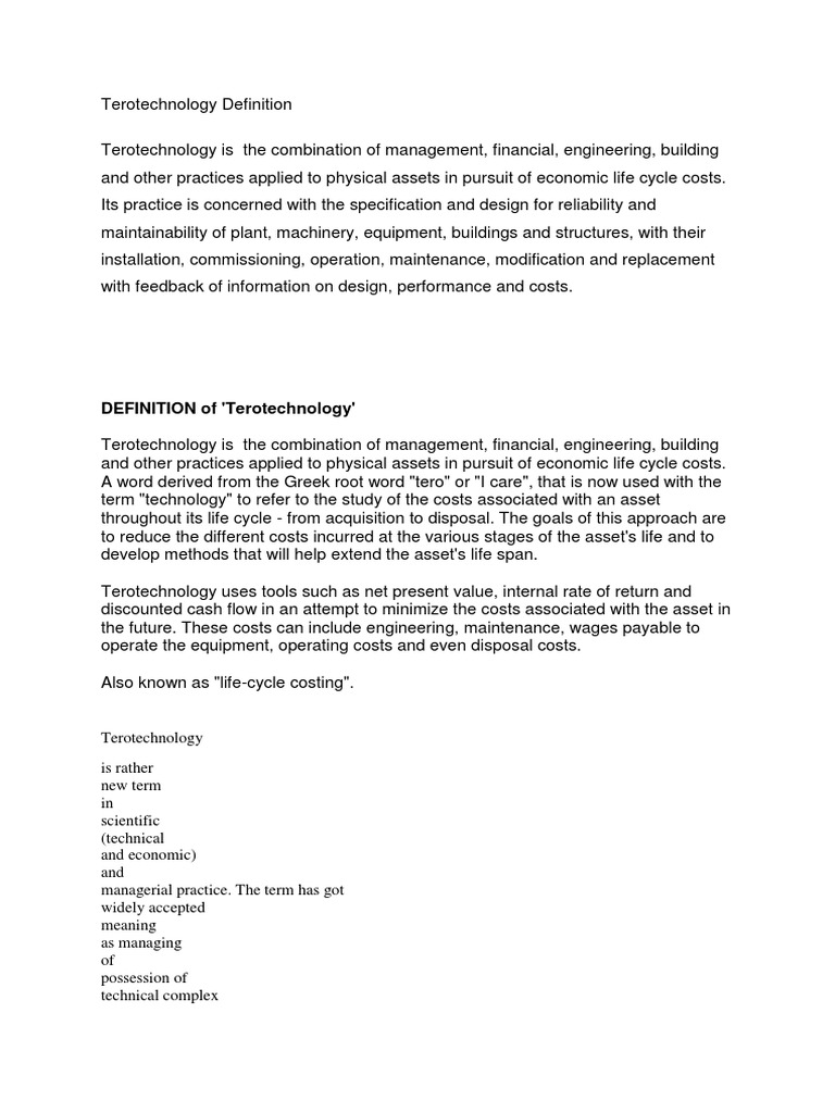 Terotechnology Definition | PDF | Product Lifecycle | Engineering