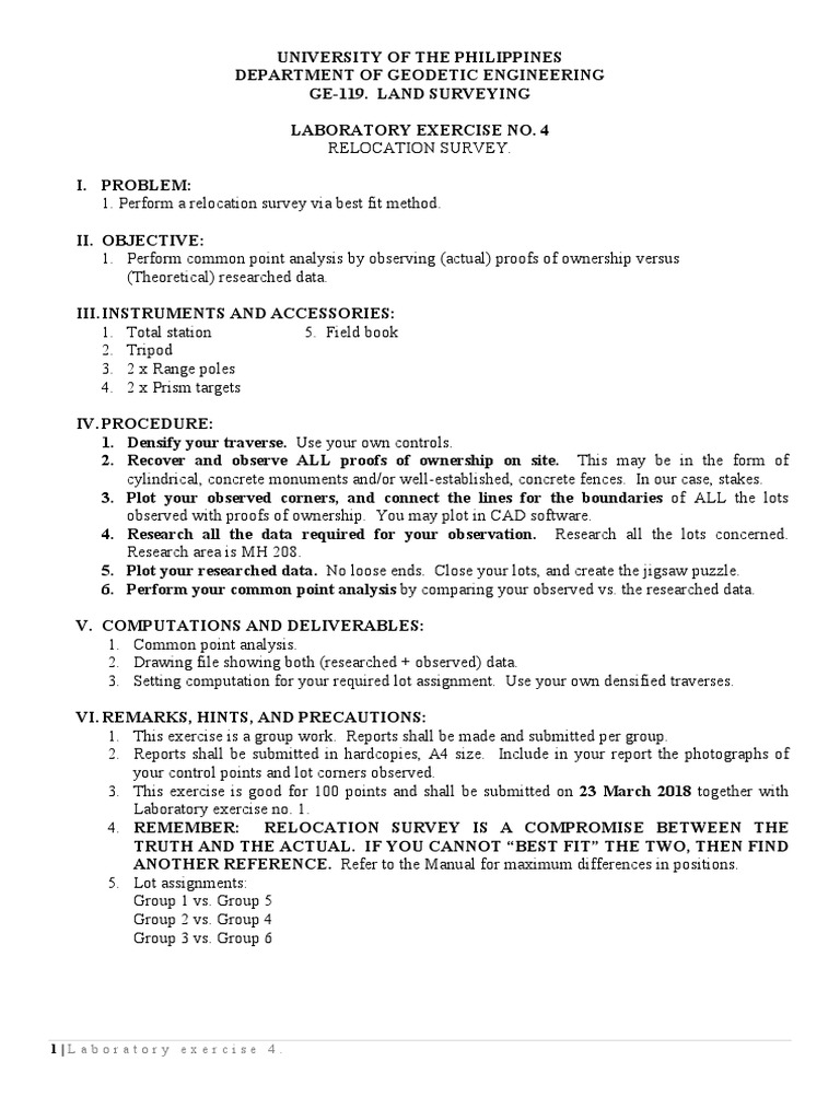Relocation Survey (1) | Surveying | Science And Technology