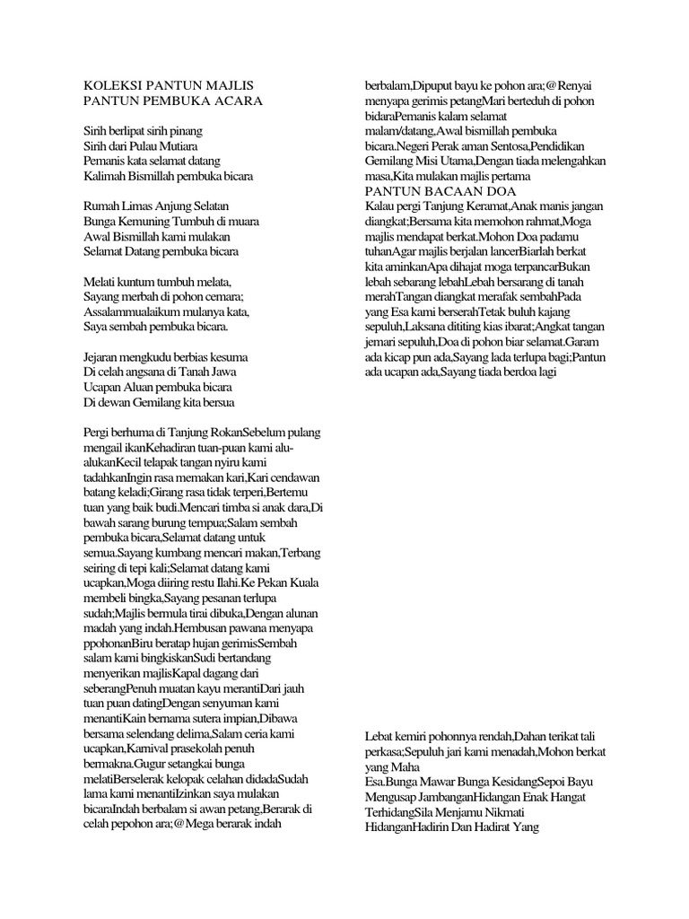 Koleksi Pantun Majlis | PDF