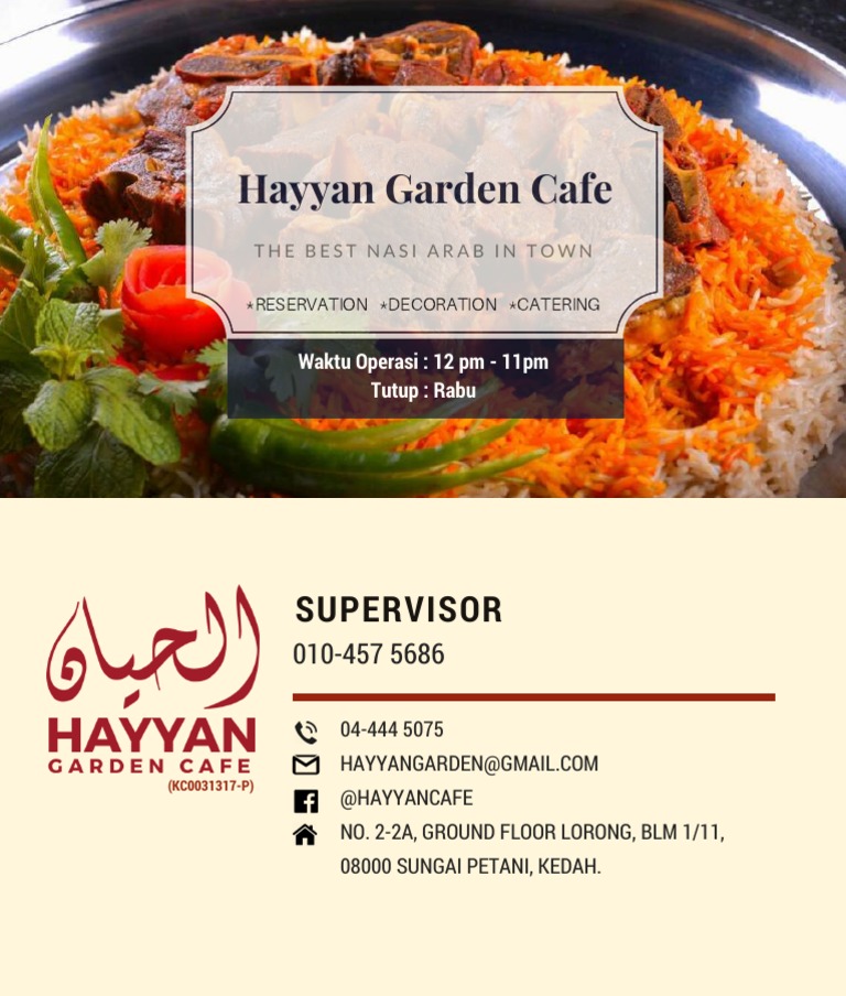 Hayyan Garden Cafe: Nasi Arab in Sungai Petani | PDF