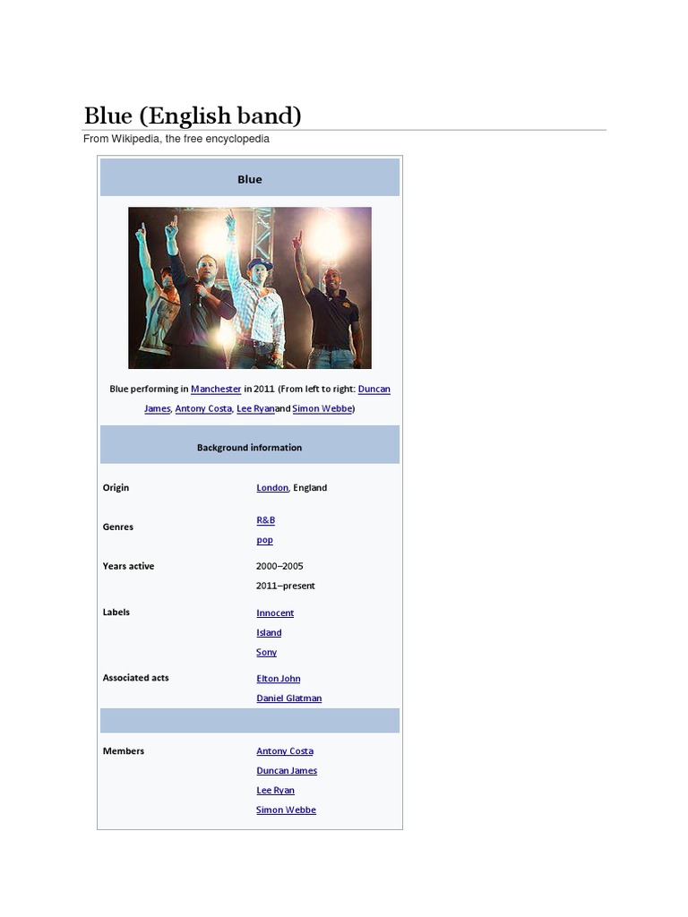 Blue (English Band) : From Wikipedia, The Free Encyclopedia | PDF ...
