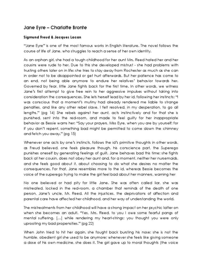 A Psychoanalytic Exploration of Jane Eyre's Development and Struggles ...