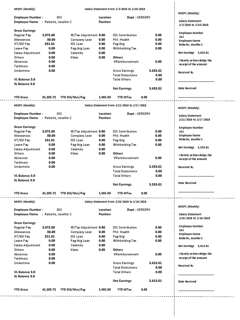 Weekly Payslip Sample for Philippines | PDF | Public Finance | Government