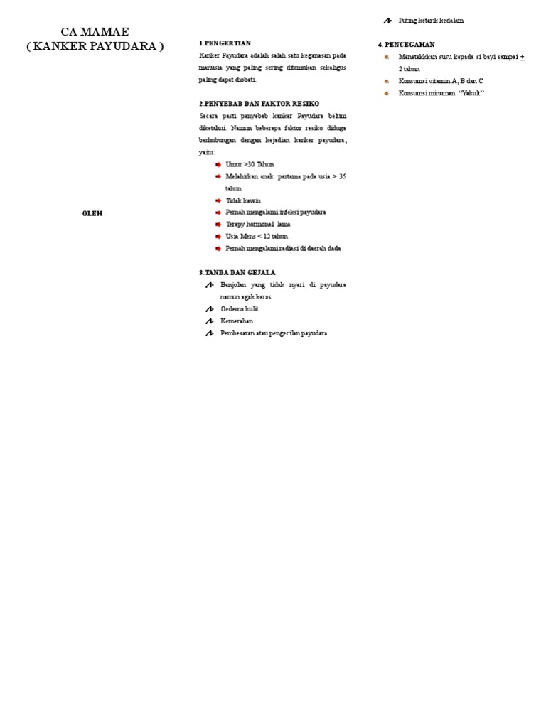 Leaflet Kanker Payudara (CA Mammae) | PDF