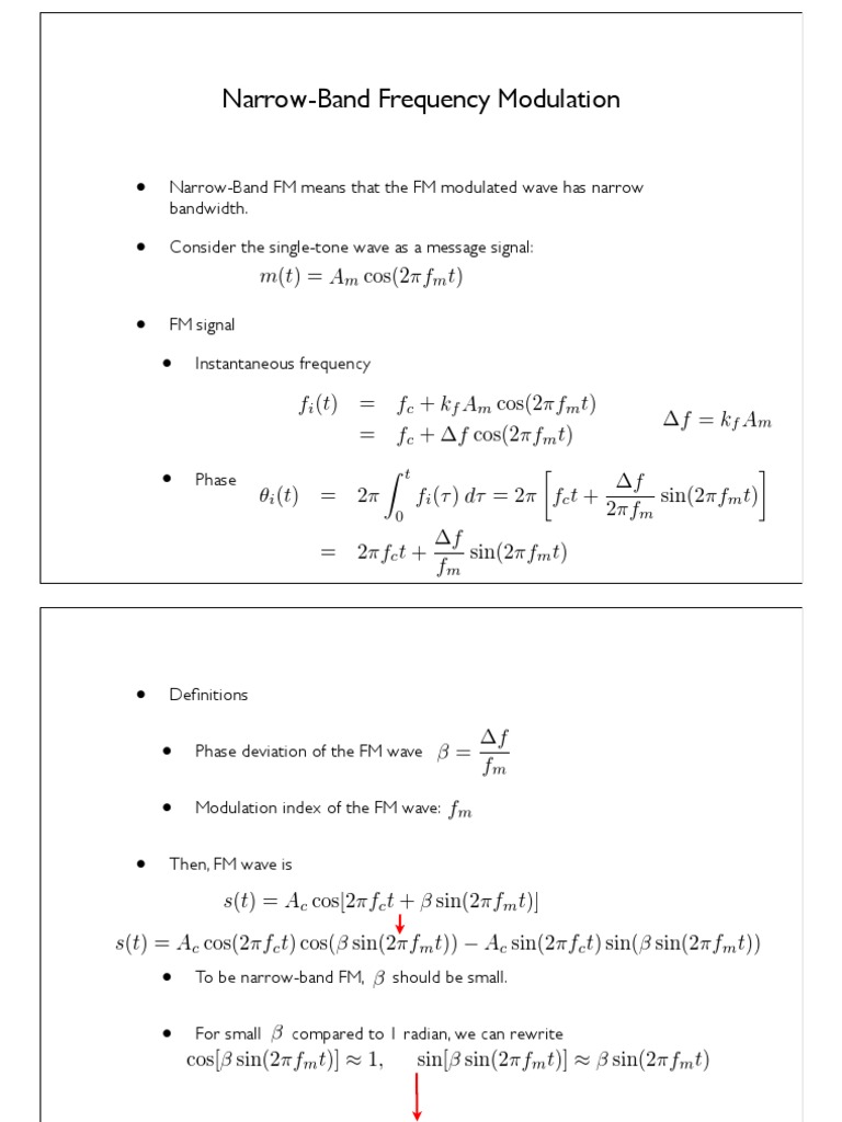 Narrow-Band Frequency Modulation: M (T) A Cos (2 F T) | PDF