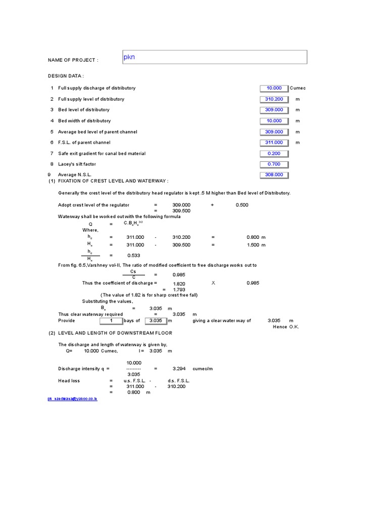 Head Regulator Design for Irrigation | PDF | Civil Engineering | Hydrology