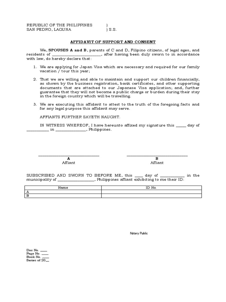 Affidavit of Consent-Template | PDF