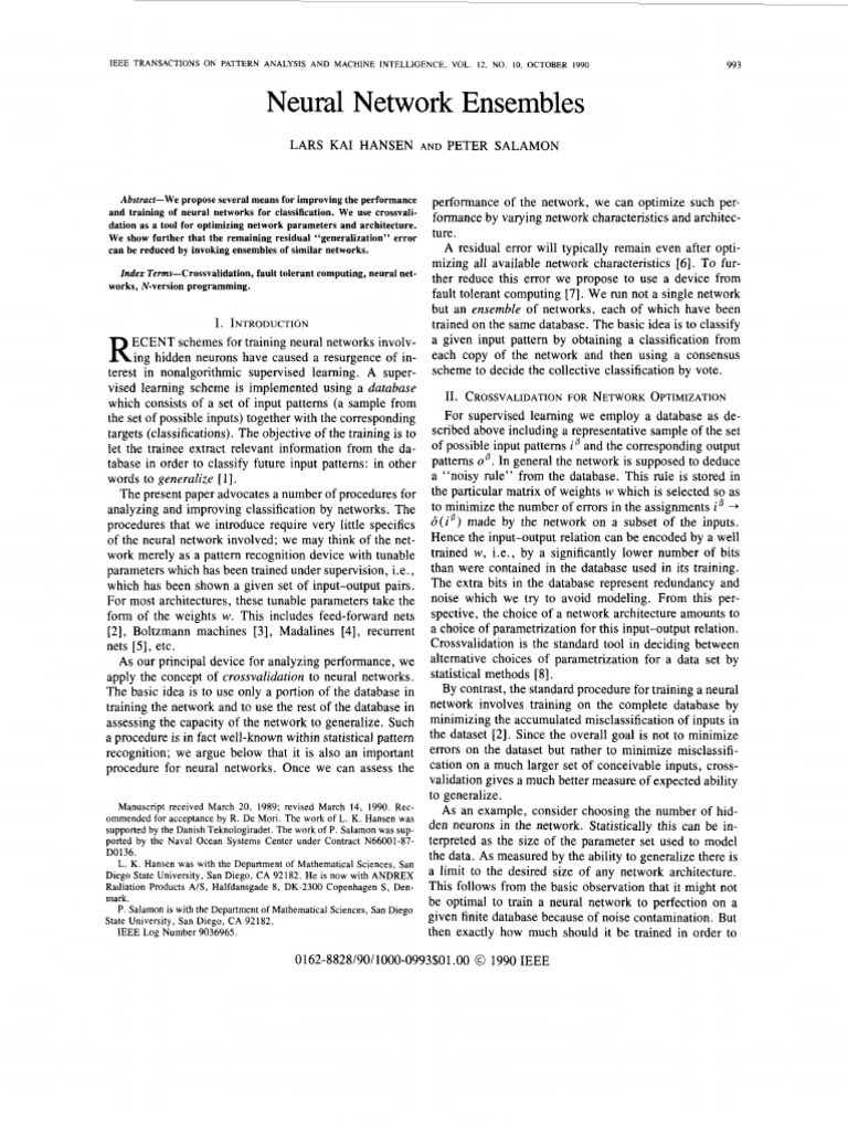 Neural Network Ensembles | PDF | Artificial Neural Network | Pattern Recognition