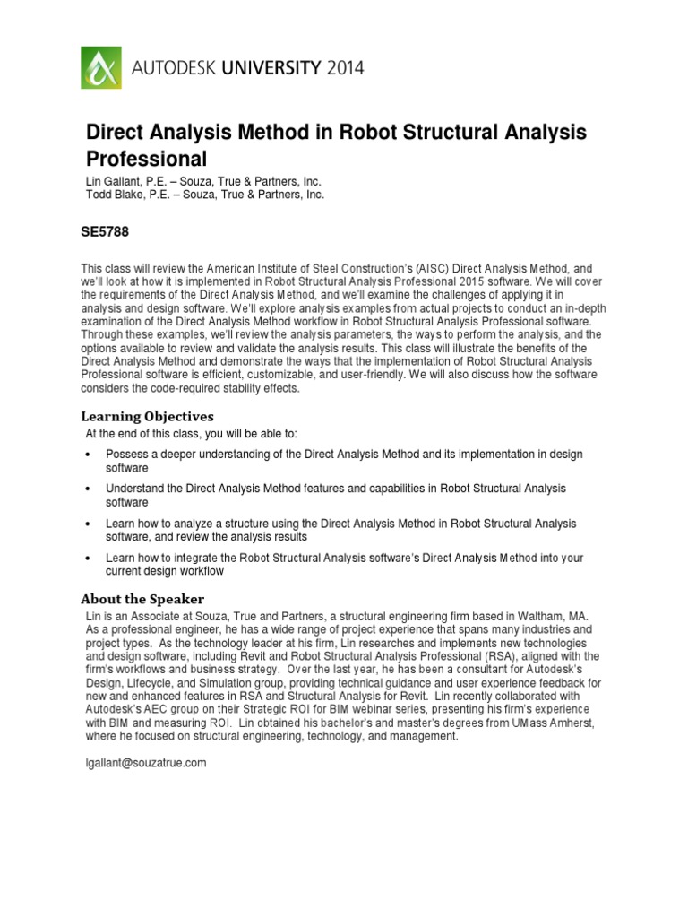 Direct Analysis Method in RSA | PDF | Structural Analysis | Structural Load
