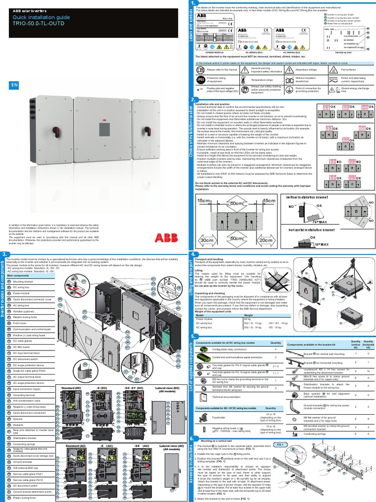 TRIO 50 0 TL OUTD Quick Installation Guide en RevC | PDF | Insulator ...