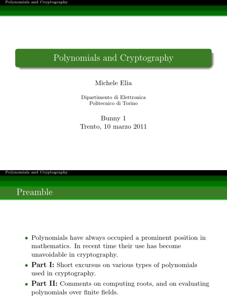 An Overview of the Use of Polynomials in Cryptography and Their ...