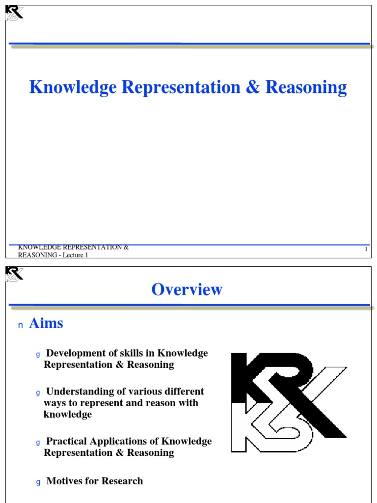 Lec06 Ai Knowledge Representation Reasoning Pdf Knowledge Representation And Reasoning Logic