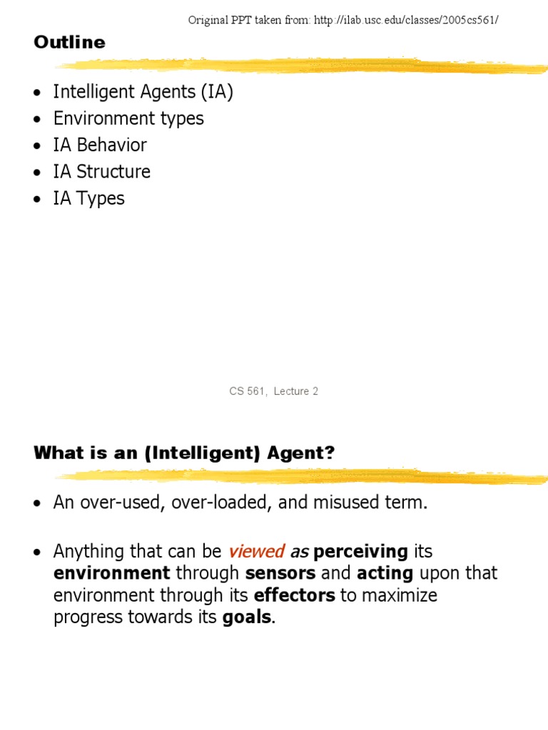 Lec02 AI Intelligent Agent | PDF | Intelligence | Artificial Intelligence