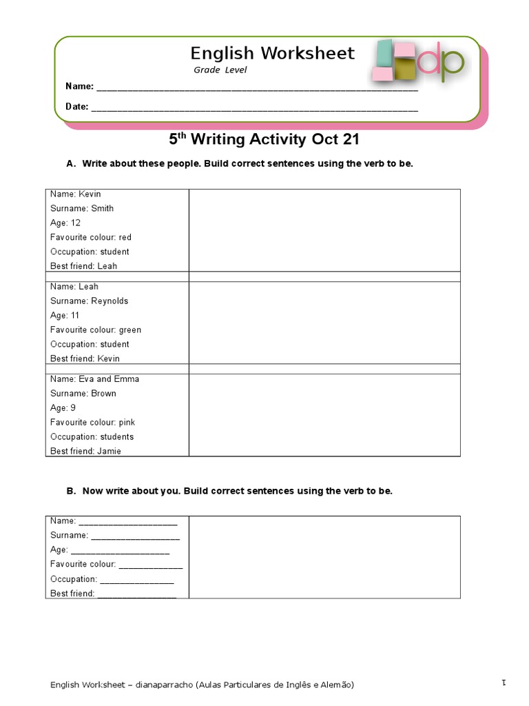 5th Writing Activity | PDF