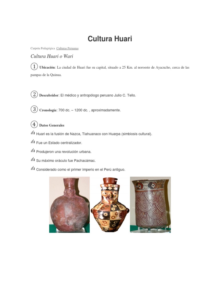 Cultura Wari | PDF | Arqueología | Cultura (general)