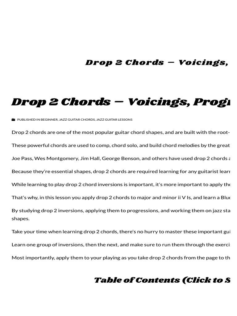 Drop 2 Chords - Voicings, Progressions, and Licks | PDF | Chord (Music ...