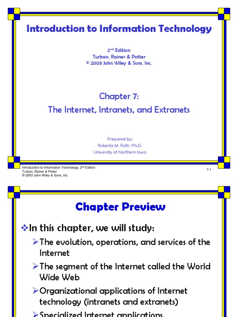 Introduction To Information Technology: The Internet, Intranets, and ...