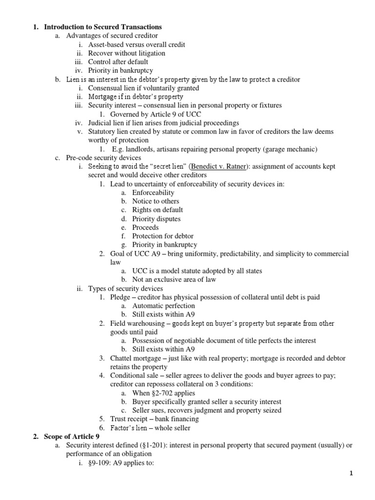 Understanding Secured Transactions Basics | PDF | Security Interest ...
