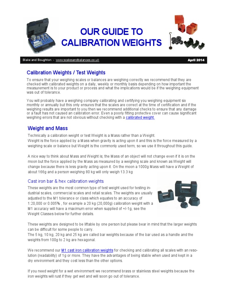 Calibration Weights | PDF | Weighing Scale | Weight