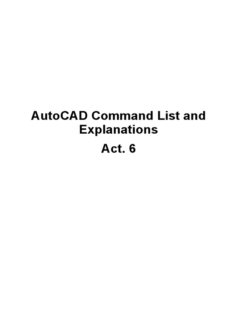 Autocad Command List and Explanations Act. 6 | PDF | Angle | Button ...