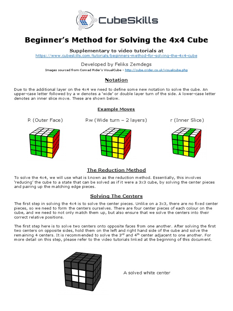 Beginners Method For Solving The 4x4 Cube | PDF | Teaching Mathematics