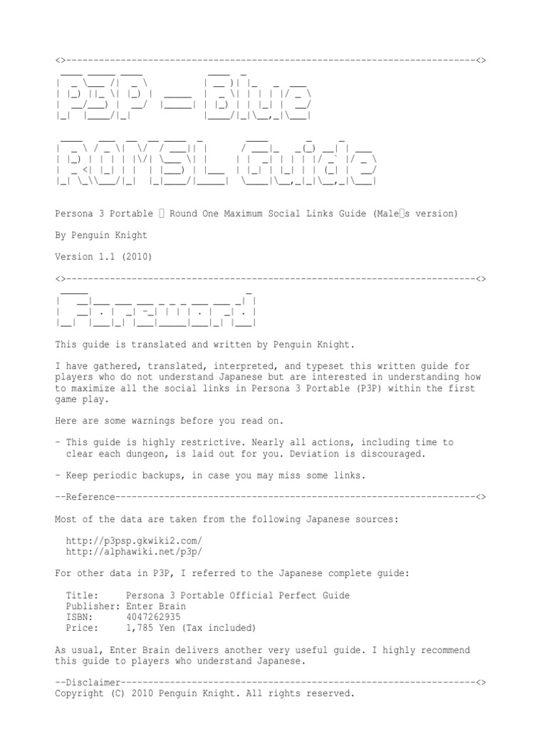 Persona 3 Portable Round One A | PDF | Copyright | Leisure
