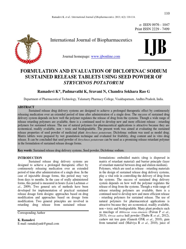 International Journal of Biopharmaceutics | PDF | Tablet (Pharmacy ...