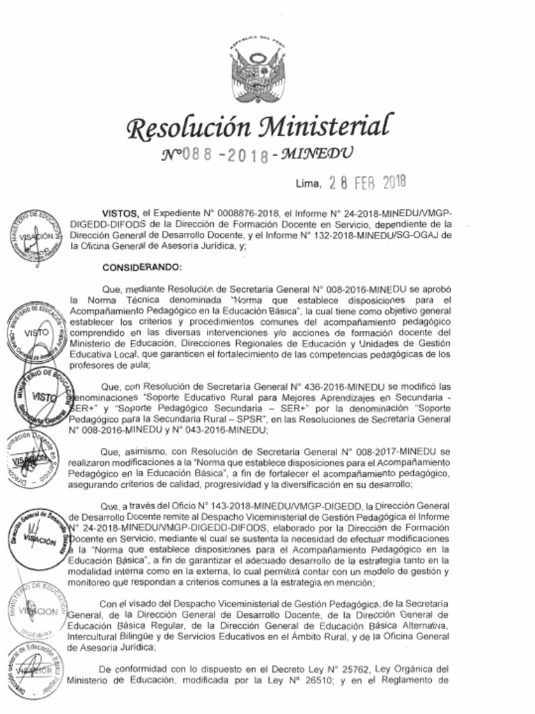 Anexo de La RM #088-2018-Minedu | PDF | Maestros | Educación Secundaria