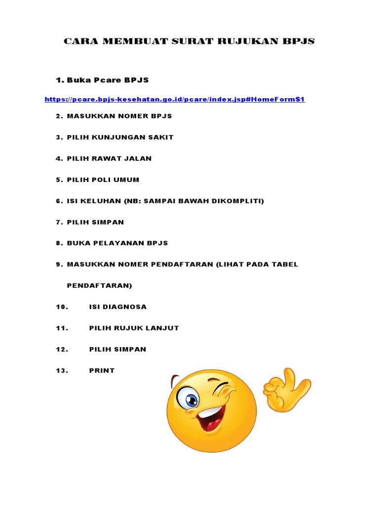 Cara Membuat Surat Rujukan Bpjs | PDF